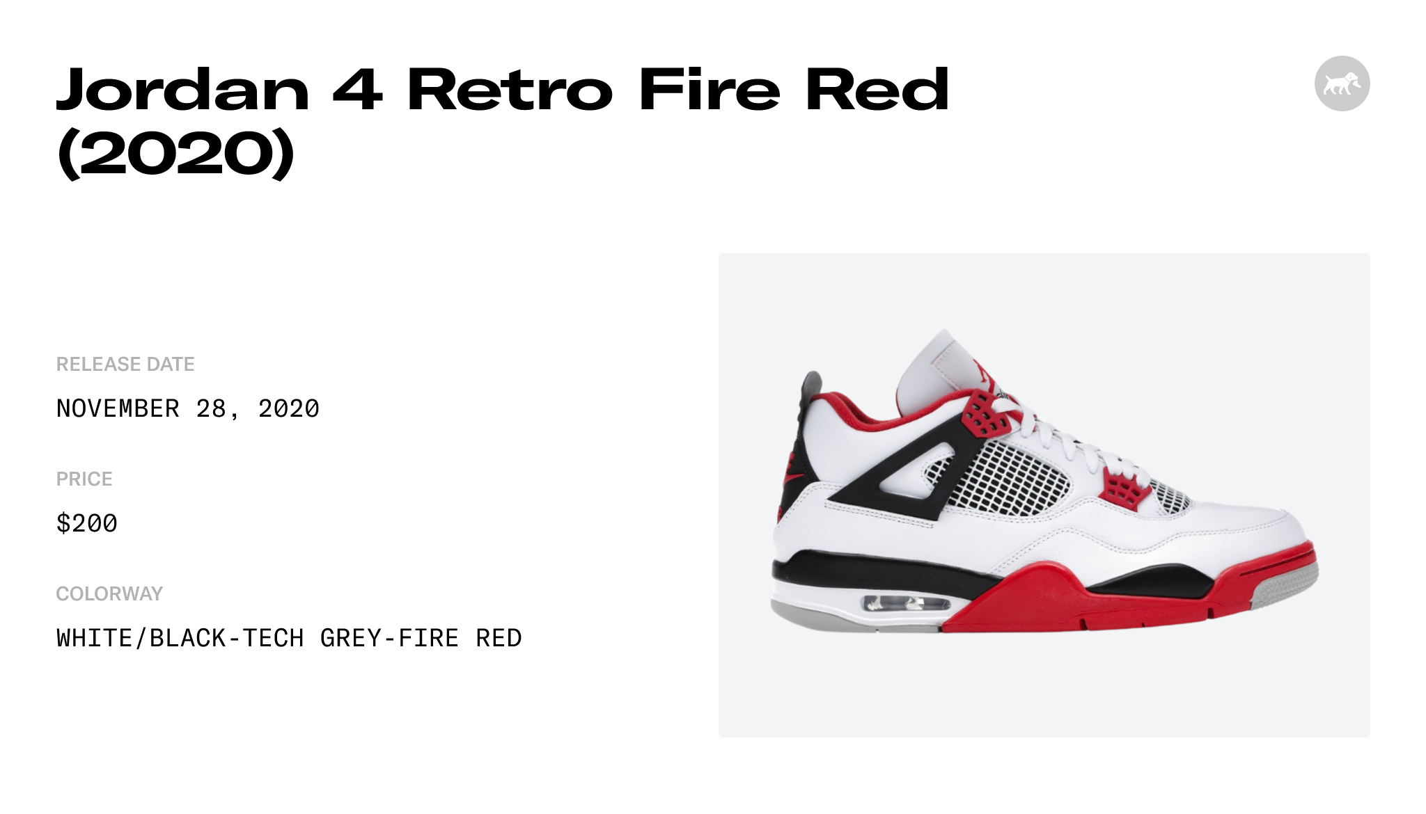 Jordan 4 Retro Fire Red (2020) - DC7770-160 Raffles & Where to Buy