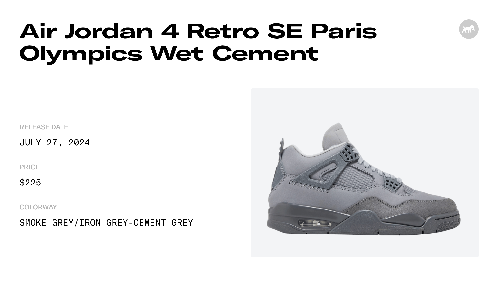 Air Jordan 4 Retro SE Paris Olympics Wet Cement - FQ7928-001