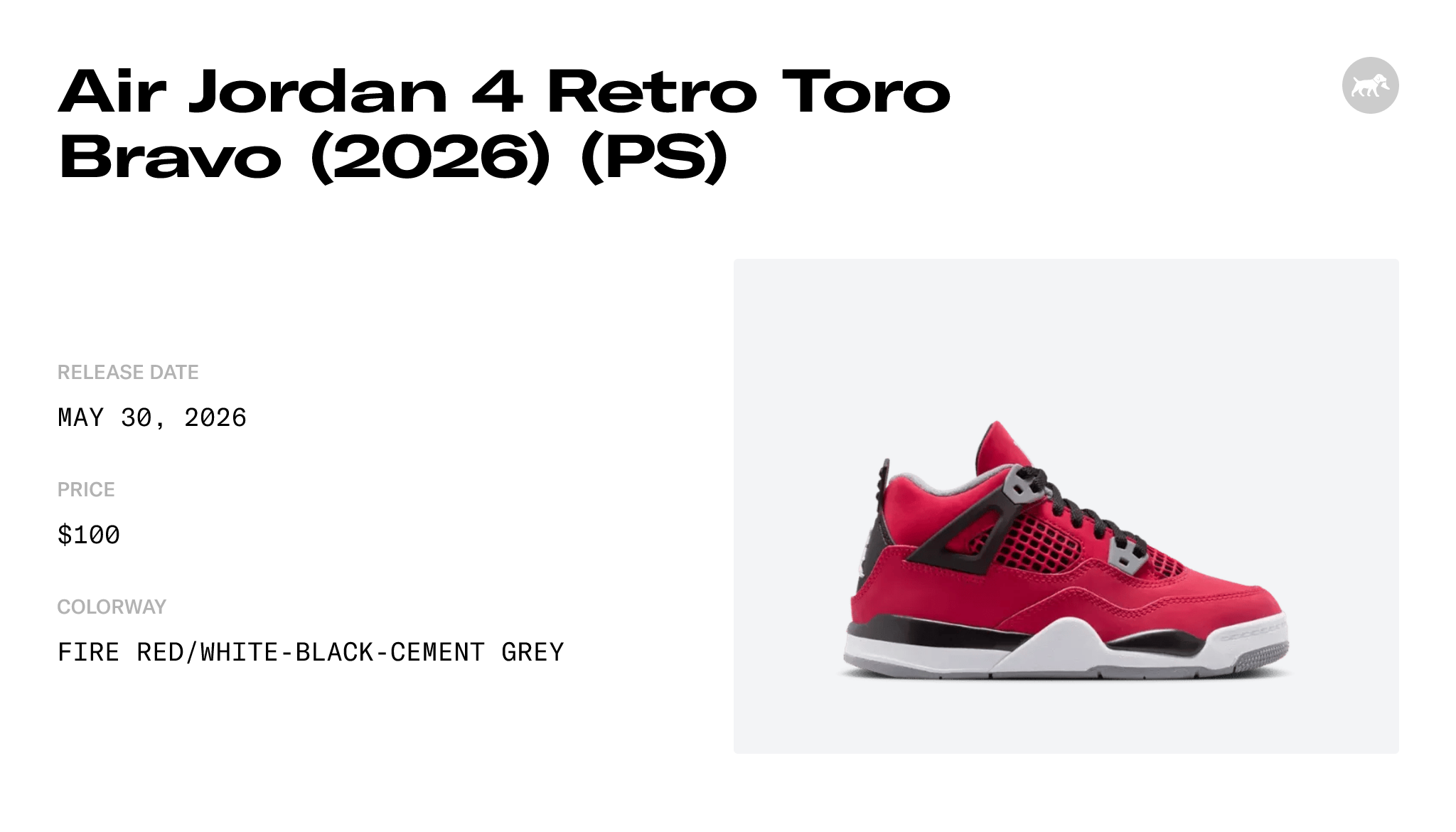 Air Jordan 4 Retro Toro Bravo (2026) (PS) - HV4381-600 Release Info