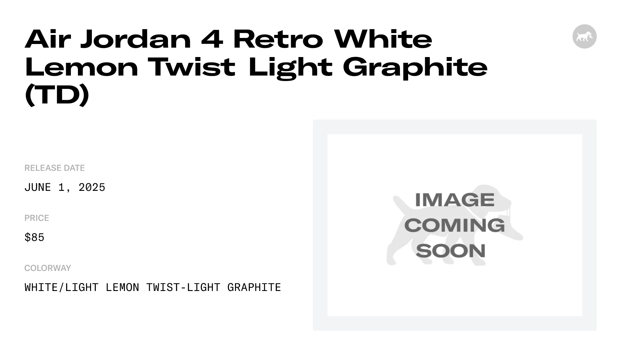 Air Jordan 4 Retro White Lemon Twist Light Graphite (TD) - HJ5989-100