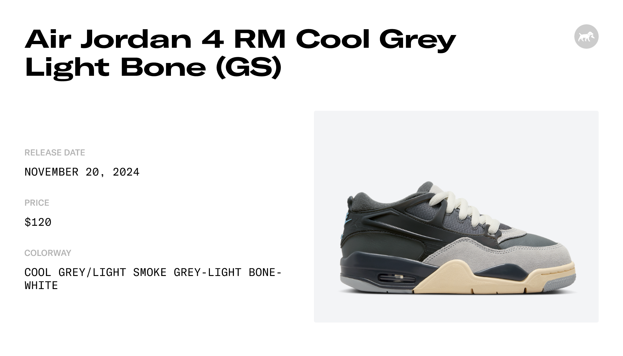Air Jordan 4 RM Cool Grey Light Bone (GS) - FQ7938-002