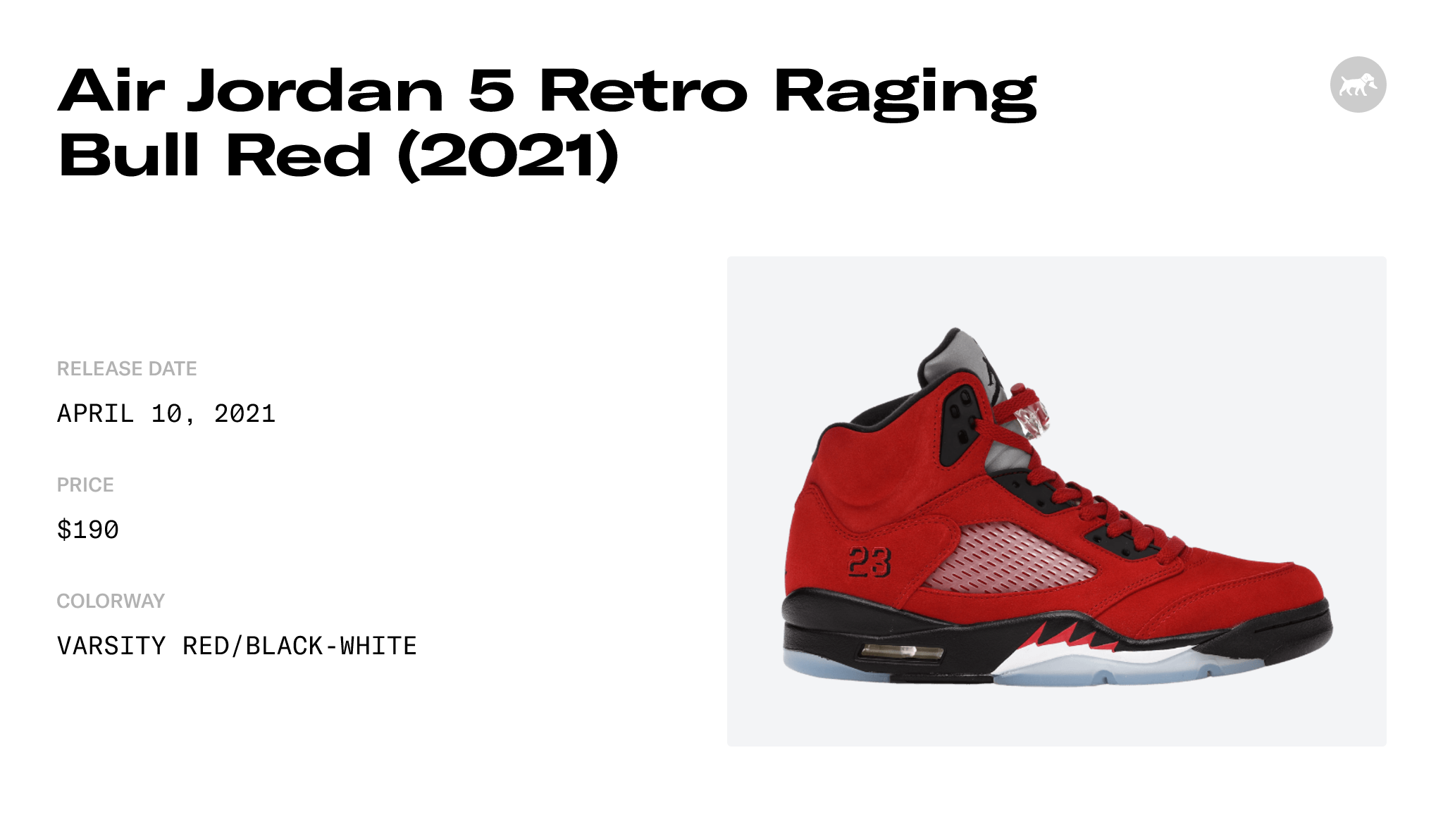 Air Jordan 5 Retro Raging Bull Red (2021) - DD0587-600