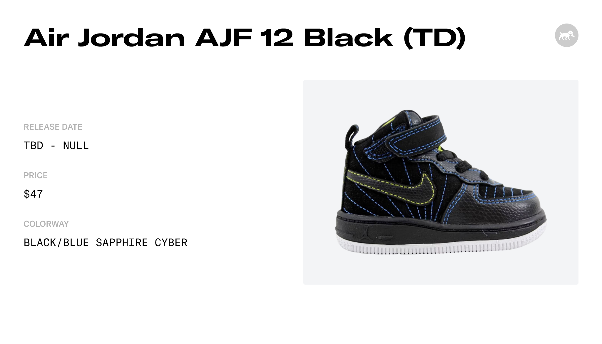 Air Jordan AJF 12 Black (TD) - 407279-001 Release Info