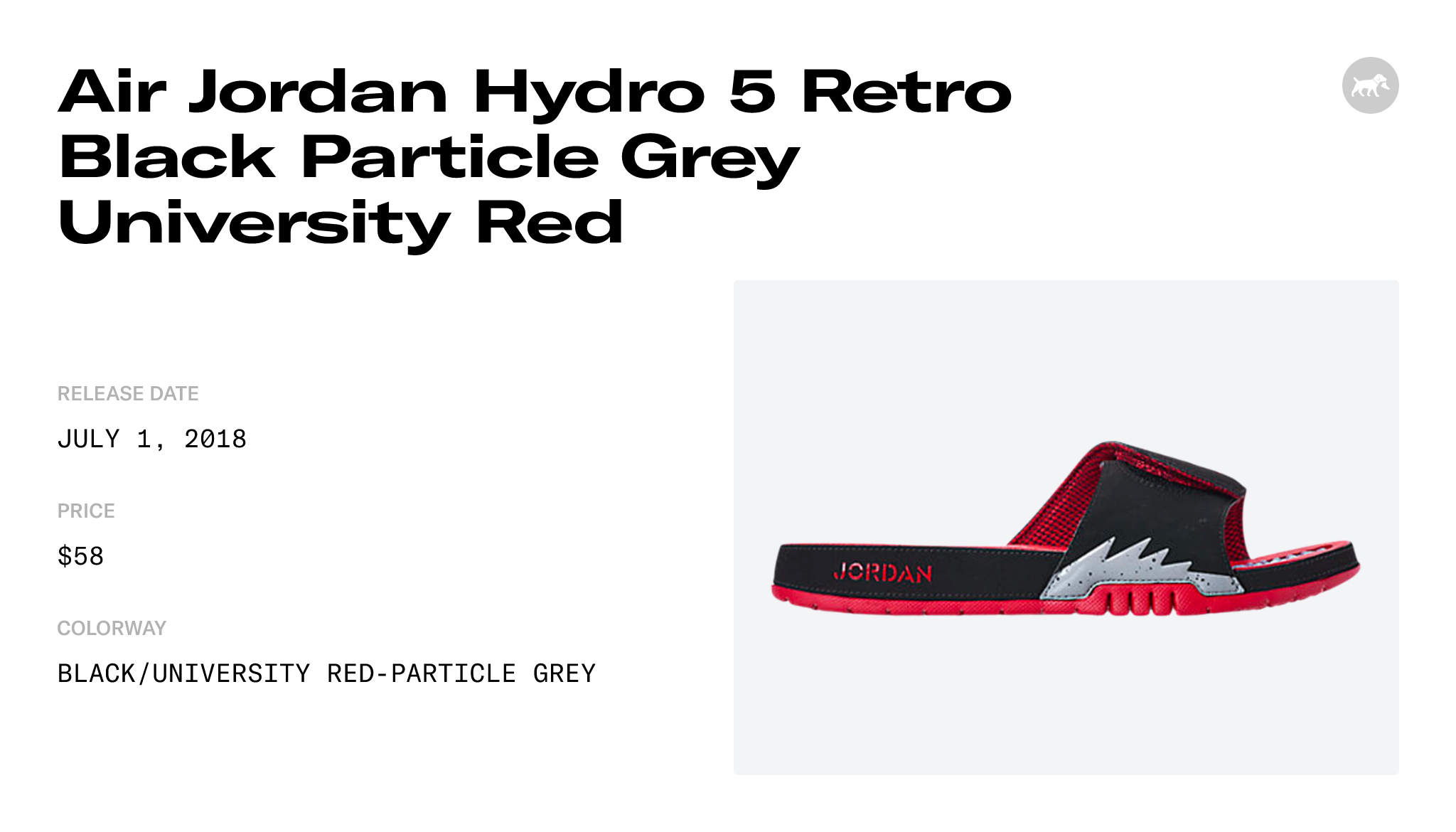 Air Jordan Hydro 5 Retro Black Particle Grey University Red - 555501-060