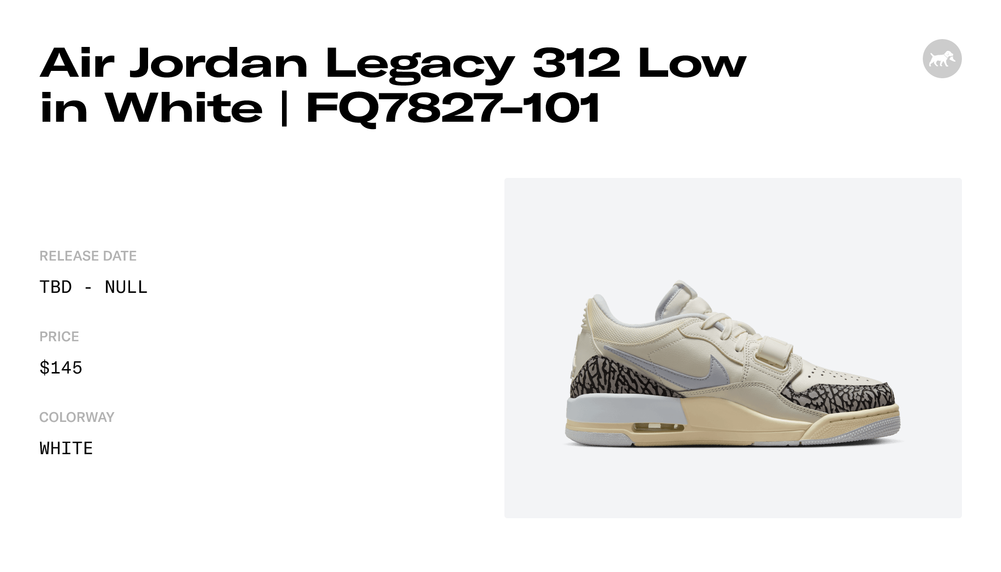 Air Jordan Legacy 312 Low in White | FQ7827-101 - FQ7827-101 Release Info