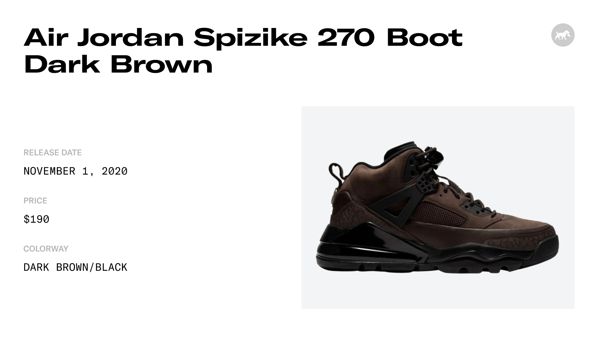 Air Jordan Spizike 270 Boot Dark Brown - CT1014-200