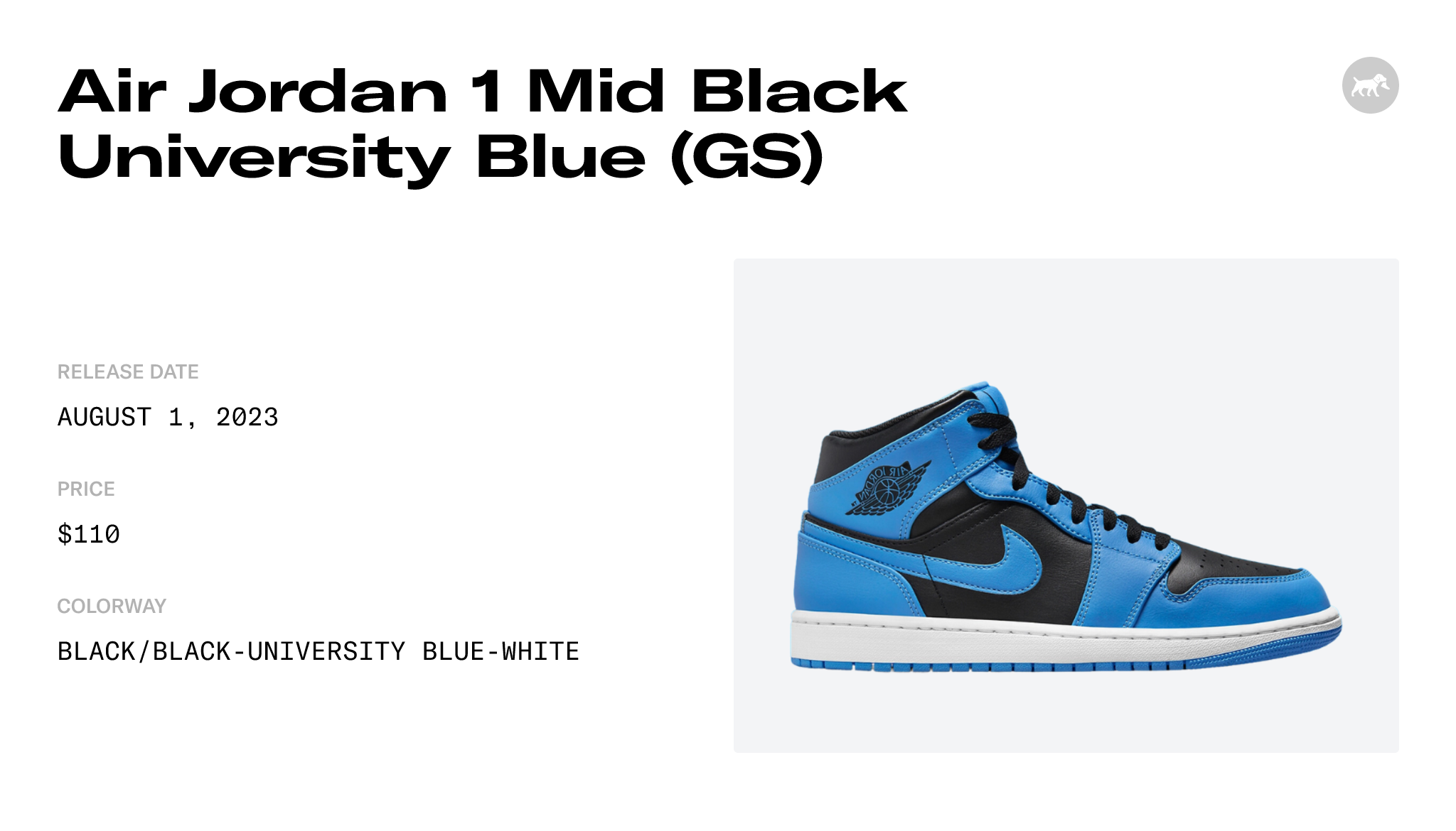 Air Jordan 1 Mid Black University Blue (GS) - DQ8423-401