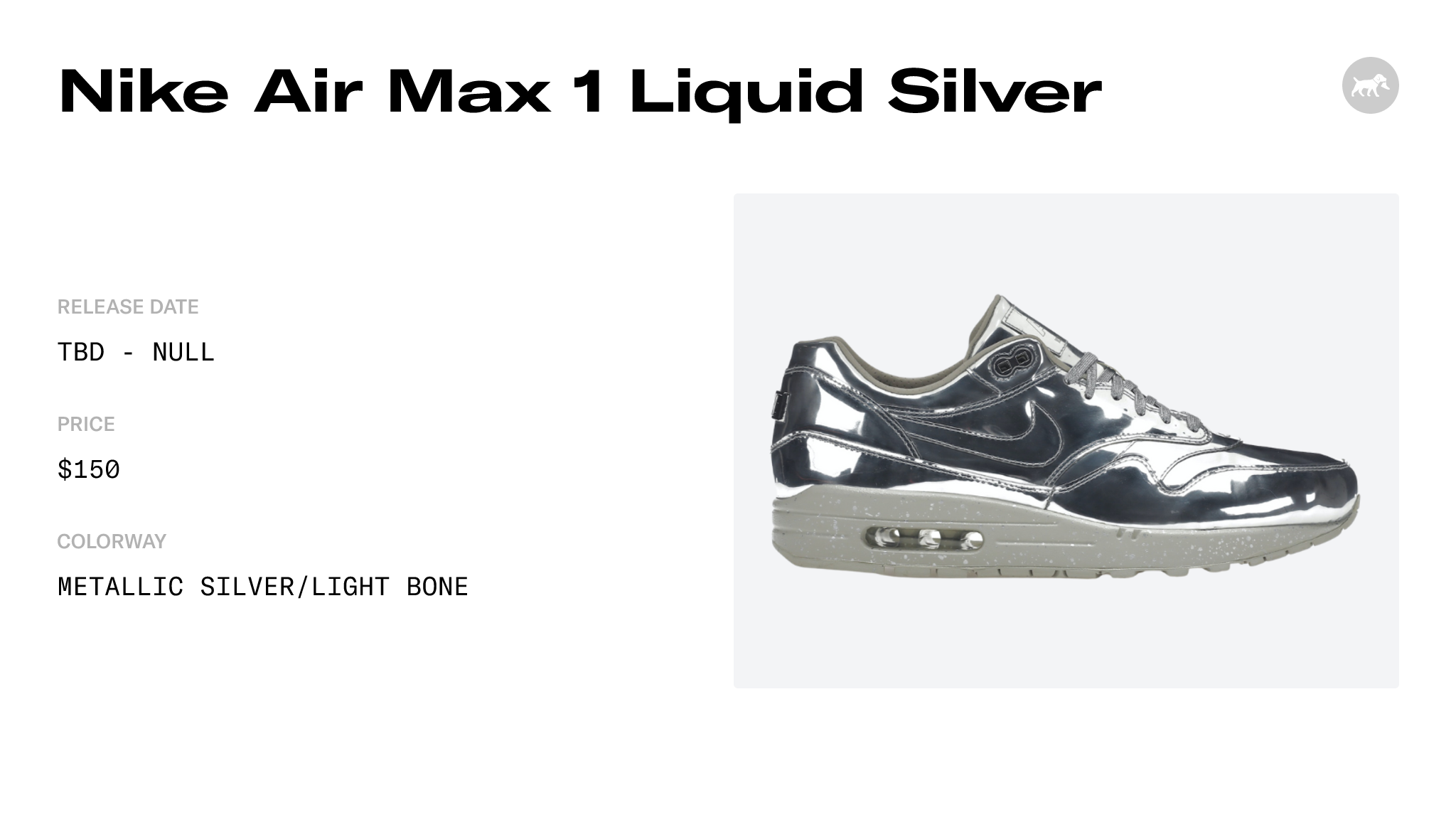 Nike Air Max 1 Liquid Silver - 635786-002 Release Info