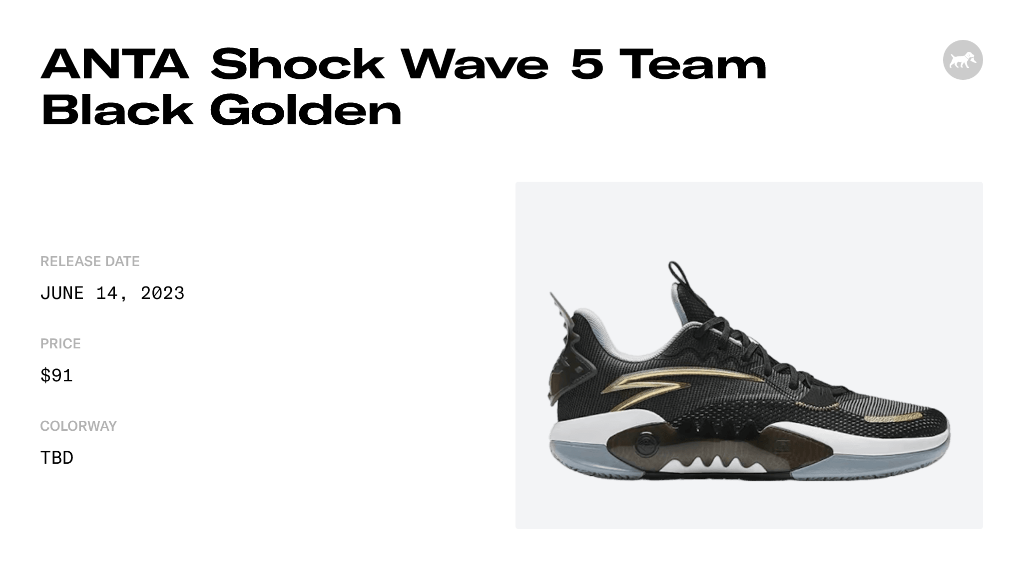 ANTA Shock Wave 5 Team Black Golden - 112451611-4 Raffles & Where to Buy