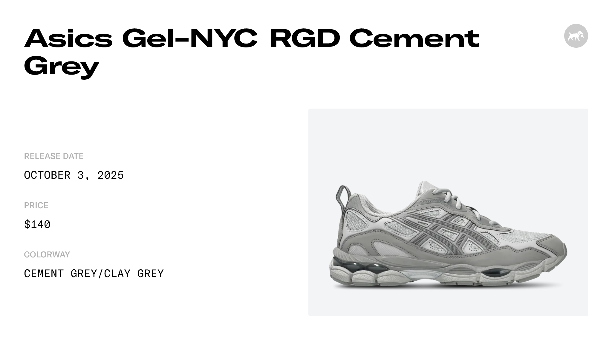 Asics Gel-NYC RGD Cement Grey - 1203A735-020 Raffles & Where to Buy
