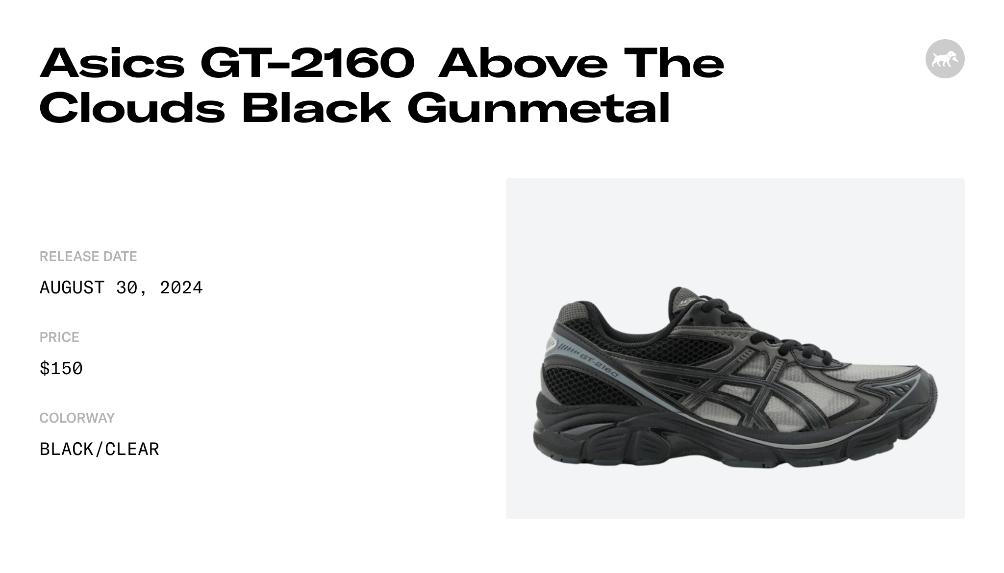 Asics GT-2160 Above The Clouds Black Gunmetal - 1203A655-001