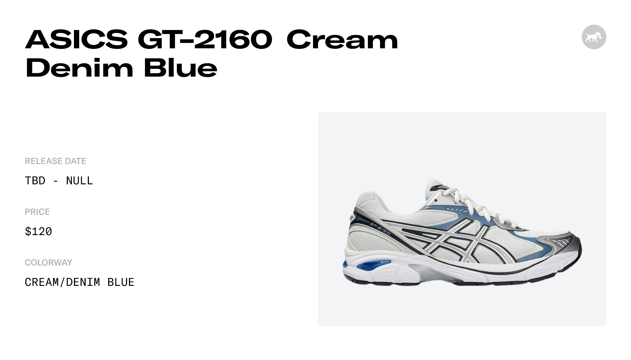 ASICS GT-2160 Cream Denim Blue - 1203A320-107 Release Info