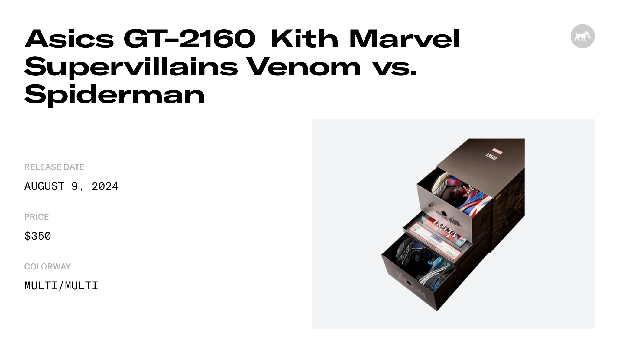 Asics GT-2160 Kith Marvel Supervillains Venom vs. Spiderman - 1203A660 ...