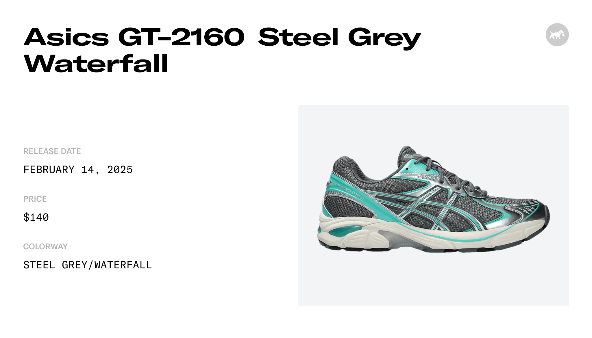 Asics GT-2160 Steel Grey Waterfall - 1203A604-021 Raffles & Where to Buy