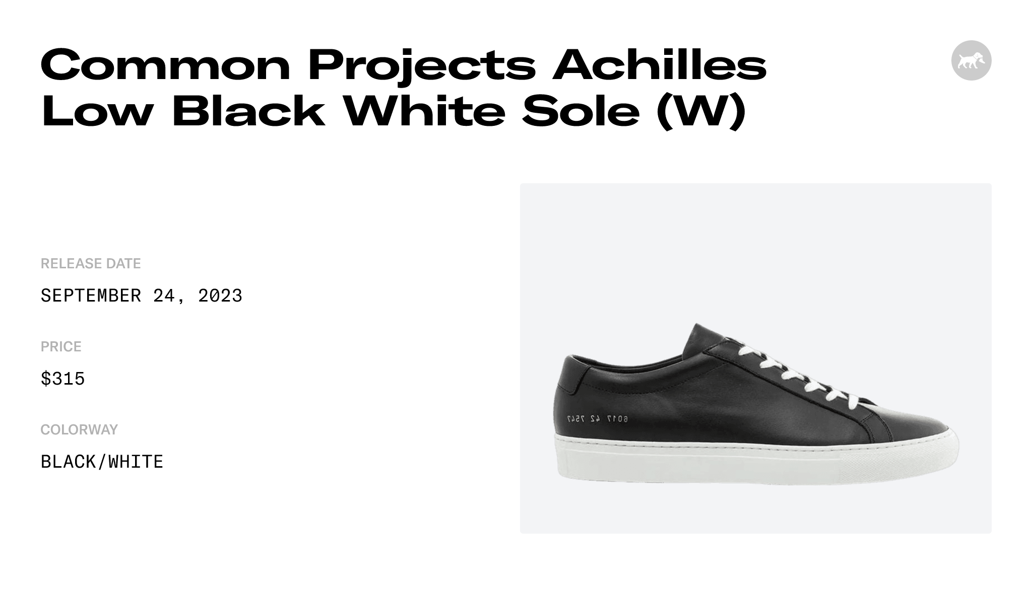 Common Projects Achilles Low Black White Sole (W) - 6017-7547