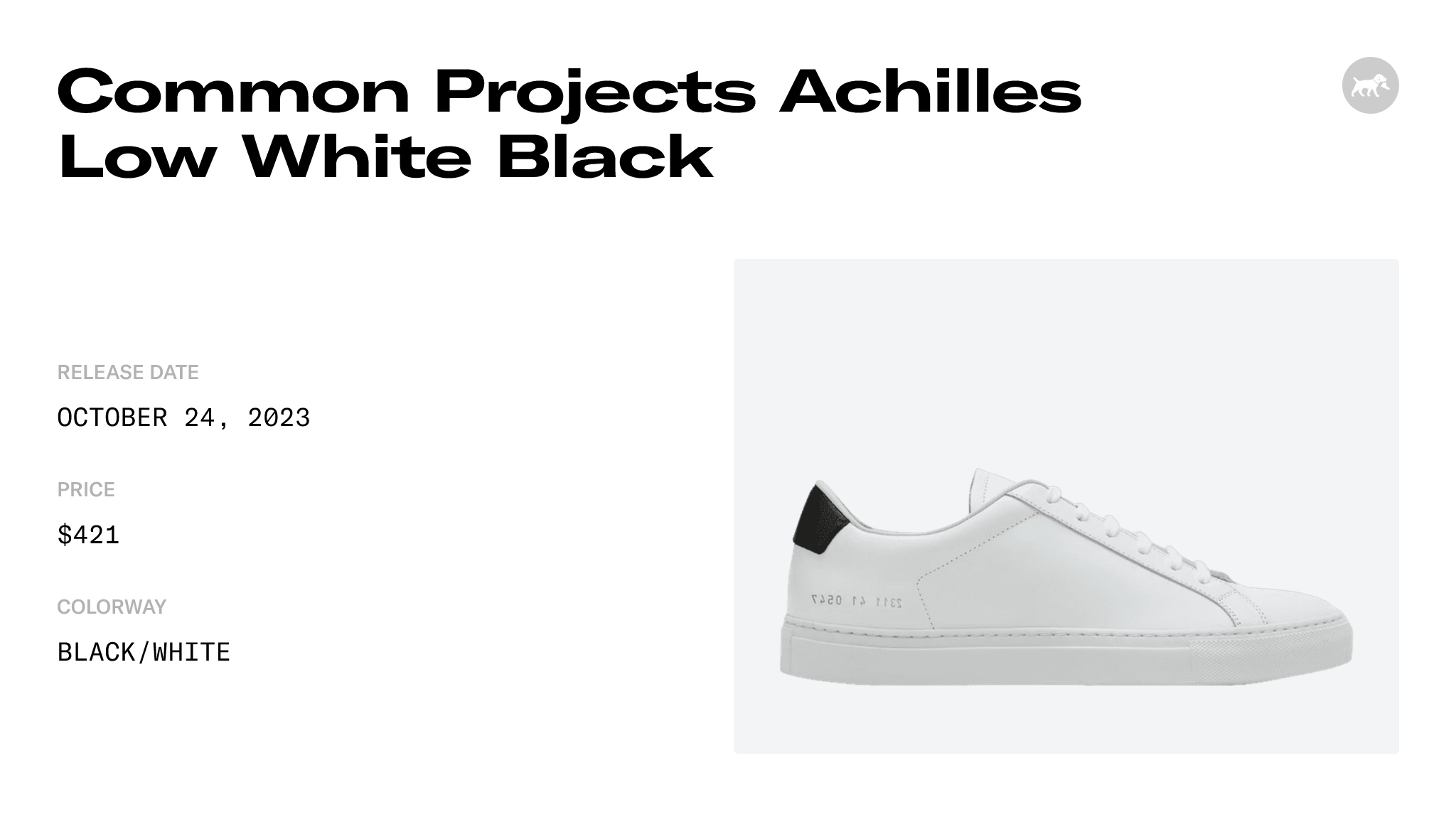 Common Projects Achilles Low White Black - 2311-0547