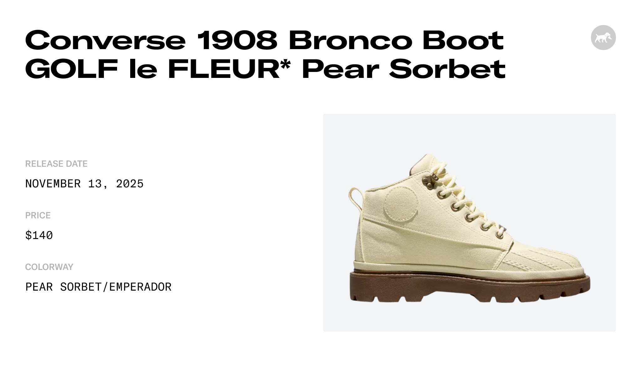 Converse 1908 Bronco Boot GOLF le FLEUR* Pear Sorbet - A19143C Release Info