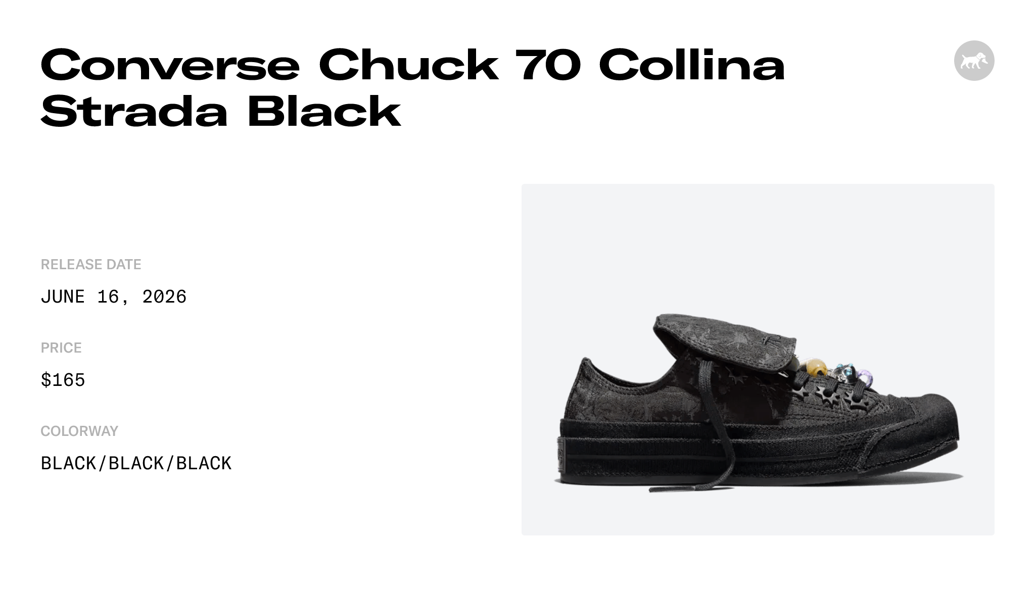Converse Chuck 70 Collina Strada Black - A19049C Release Info