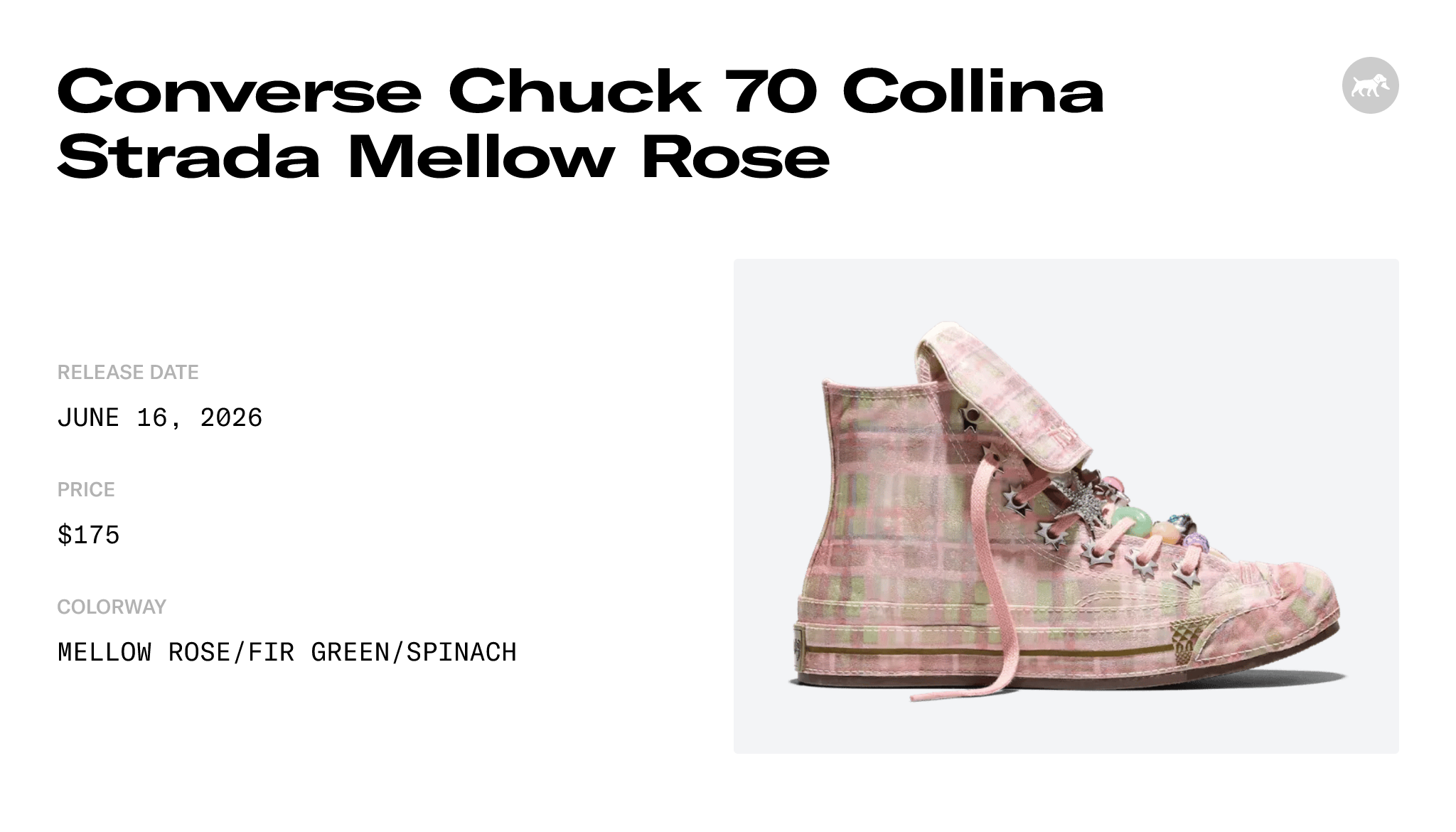 Converse Chuck 70 Collina Strada Mellow Rose - A19047C Release Info