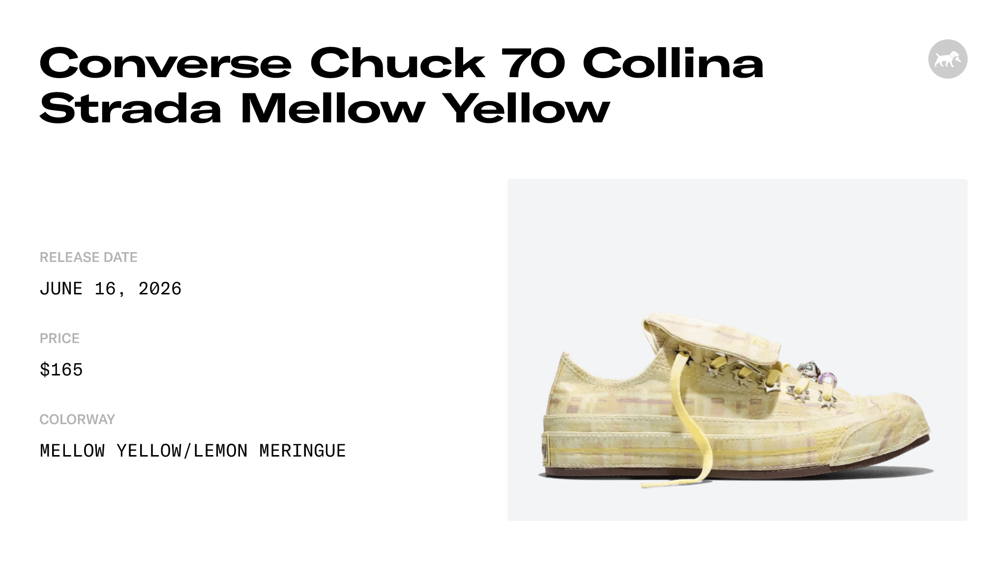 Converse Chuck 70 Collina Strada Mellow Yellow - A22205C Release Info