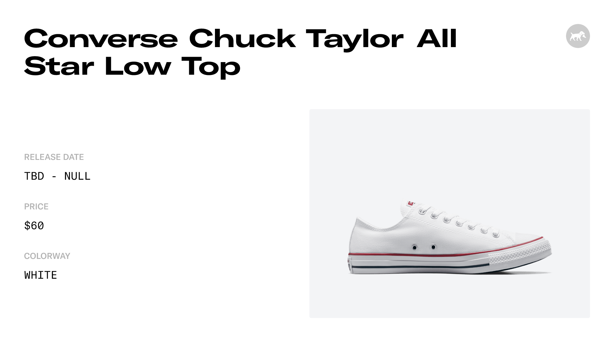 Converse Chuck Taylor All Star Low Top - M7652-000 Release Info