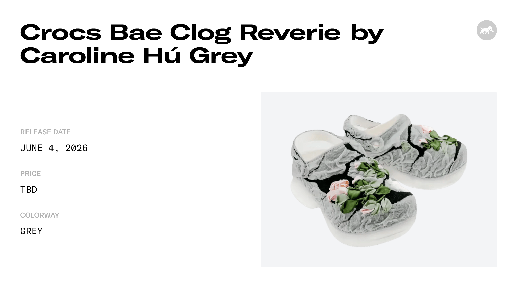 Crocs Bae Clog Reverie by Caroline Hú Grey Release Info