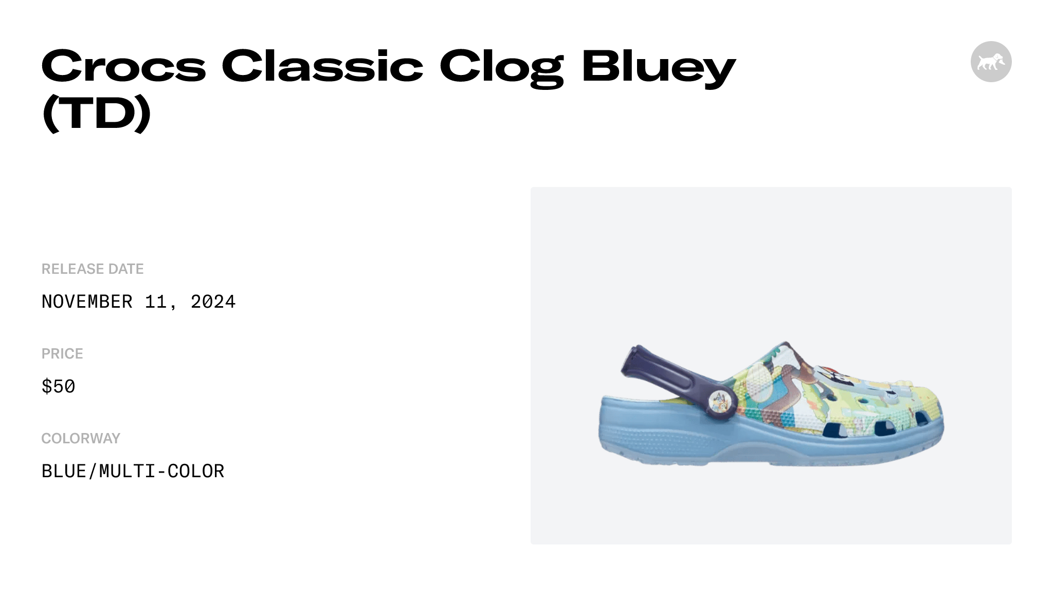 Crocs Classic Clog Bluey (TD) - 210559-90H Raffles & Where to Buy