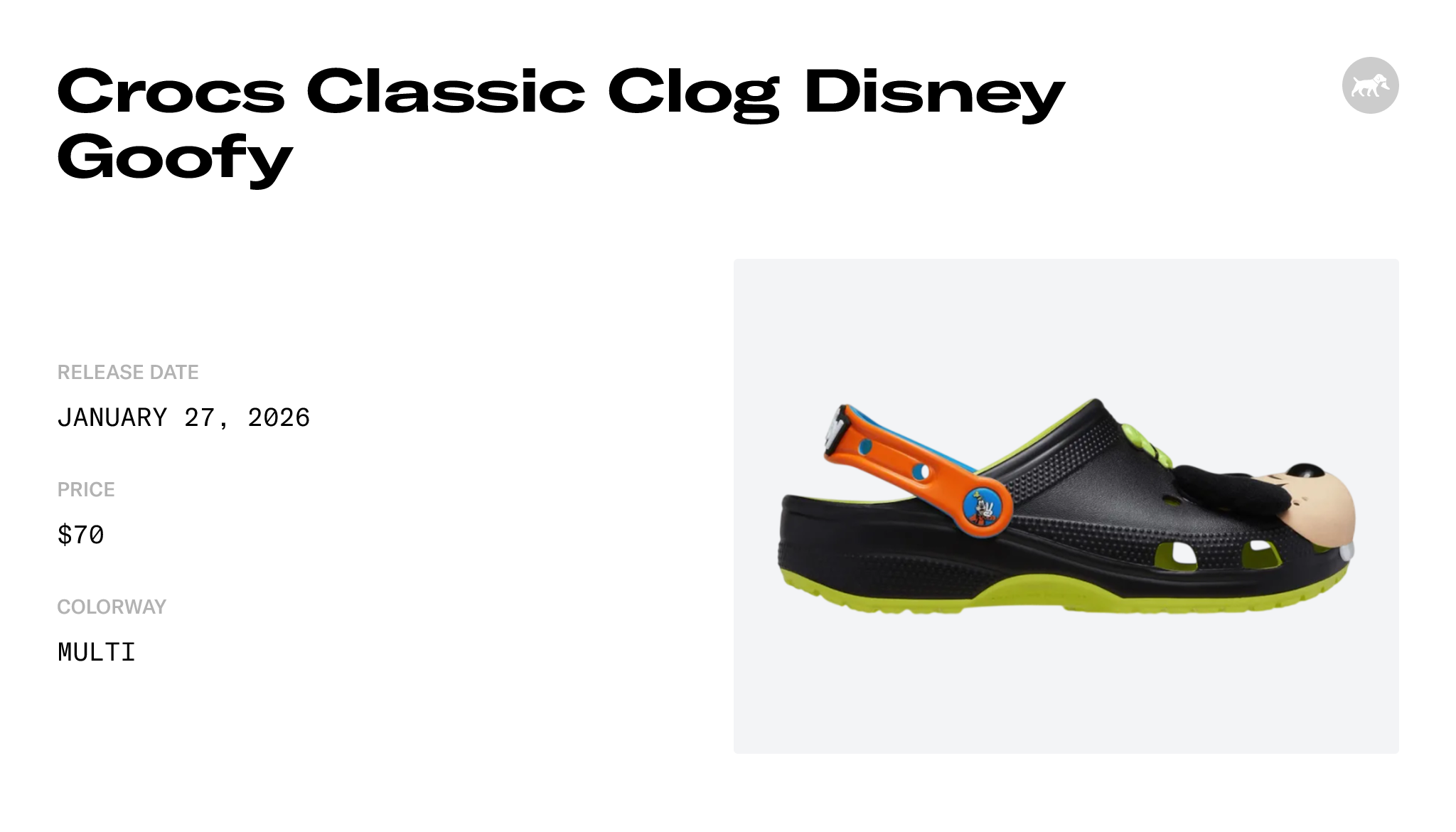 Crocs Classic Clog Disney Goofy - 212059-90H Release Info