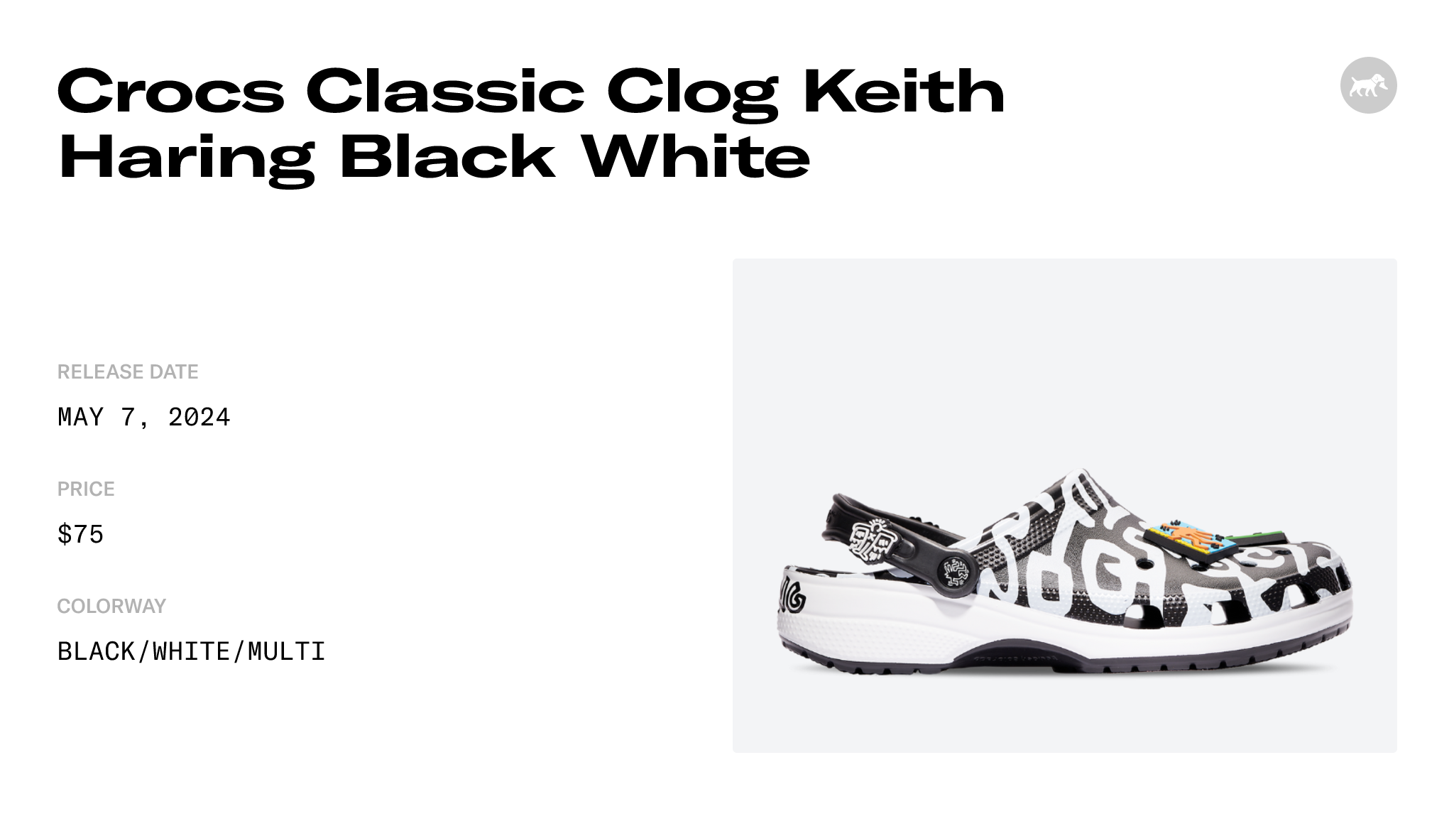 Crocs Classic Clog Keith Haring Black White Raffles & Where to Buy