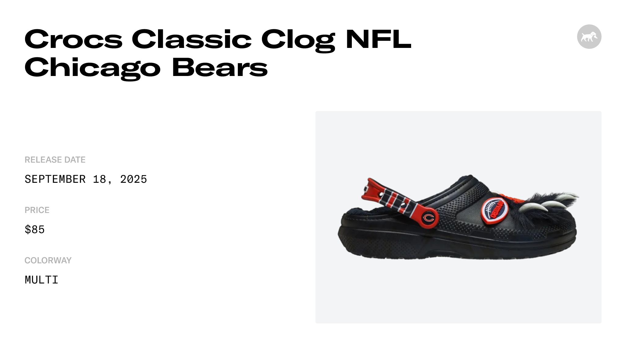 Crocs Classic Clog NFL Chicago Bears - 212447-90H Raffles & Where to Buy