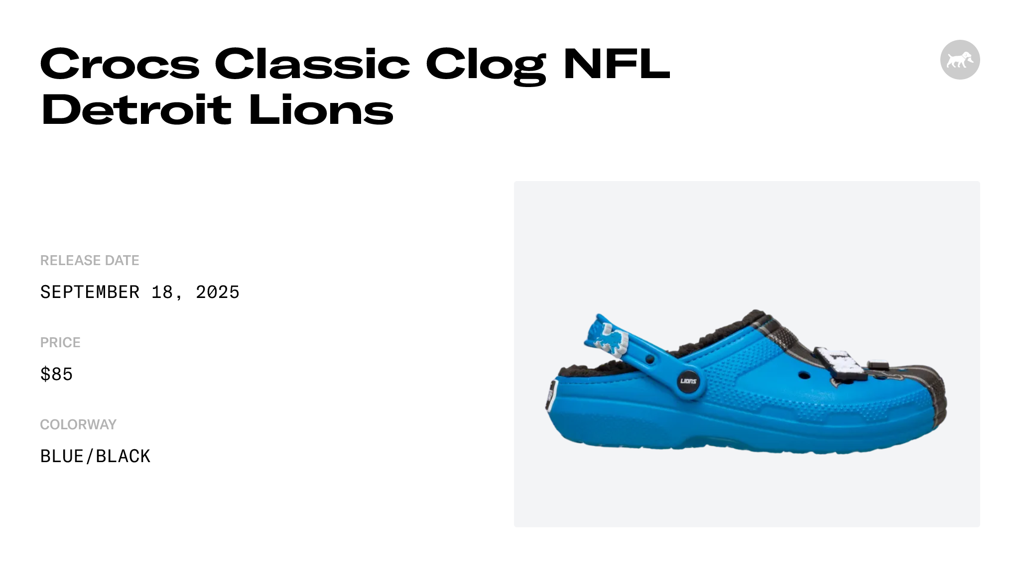 Crocs Classic Clog NFL Detroit Lions - 212444-90H Raffles & Where to Buy