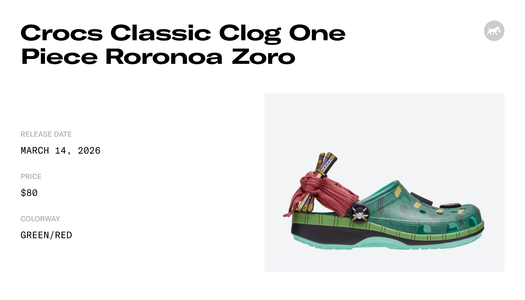 Crocs Classic Clog One Piece Roronoa Zoro - 212953-90H