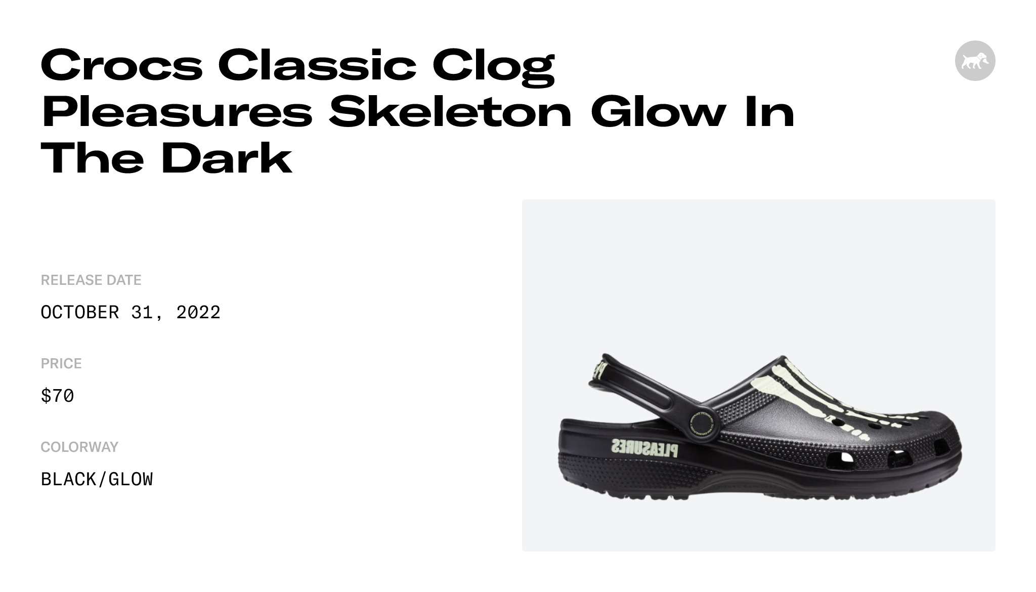 Crocs Classic Clog Pleasures Skeleton Glow In The Dark - 208267-001