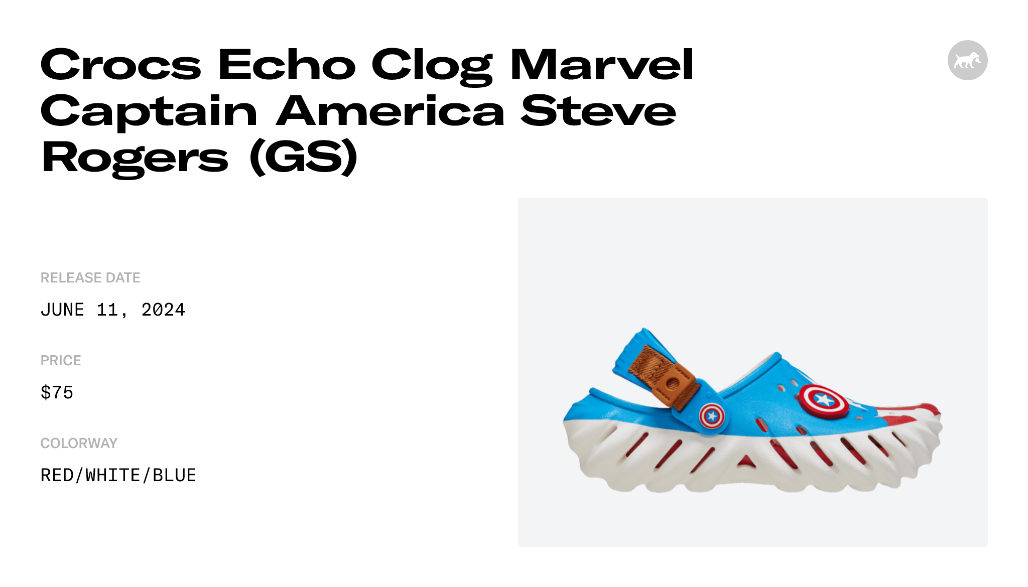 Crocs Echo Clog Marvel Captain America Steve Rogers (GS) - 209490-100