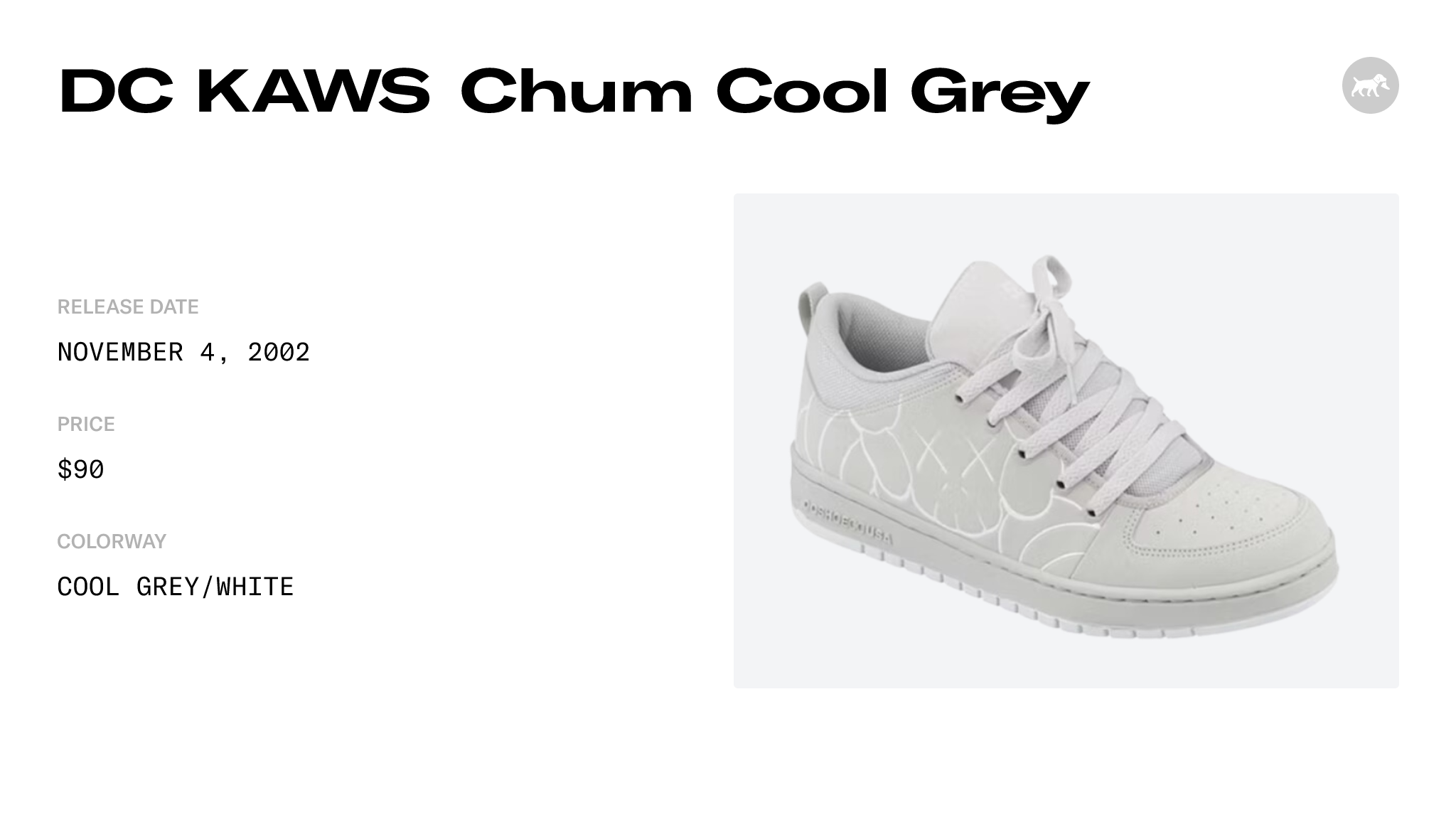 DC KAWS Chum Cool Grey - 102922-GRY Raffles & Where to Buy