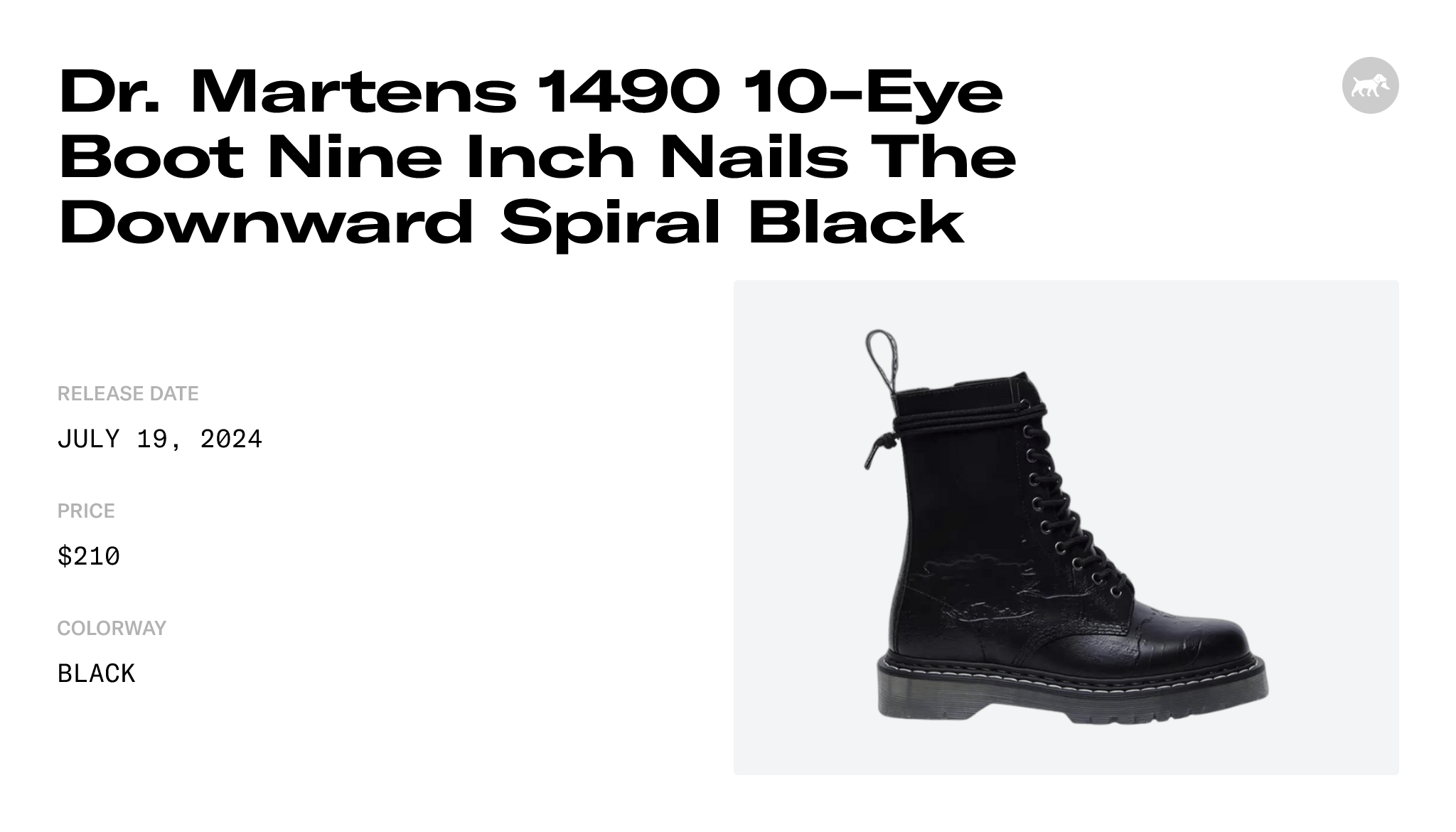 Dr. Martens 1490 10-Eye Boot Nine Inch Nails The Downward Spiral Black