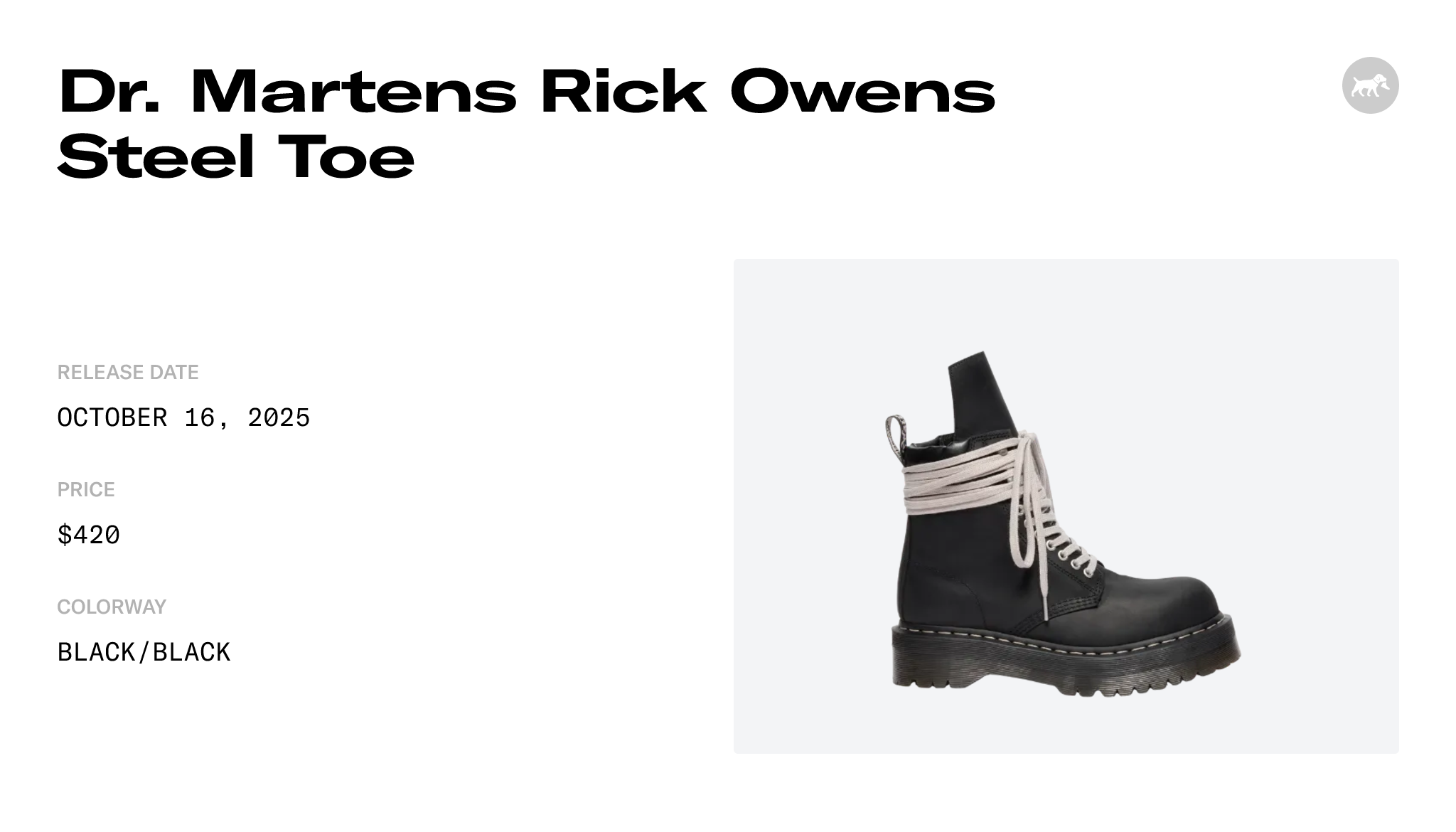 Dr. Martens Rick Owens Steel Toe - 41819001 Raffles & Where to Buy