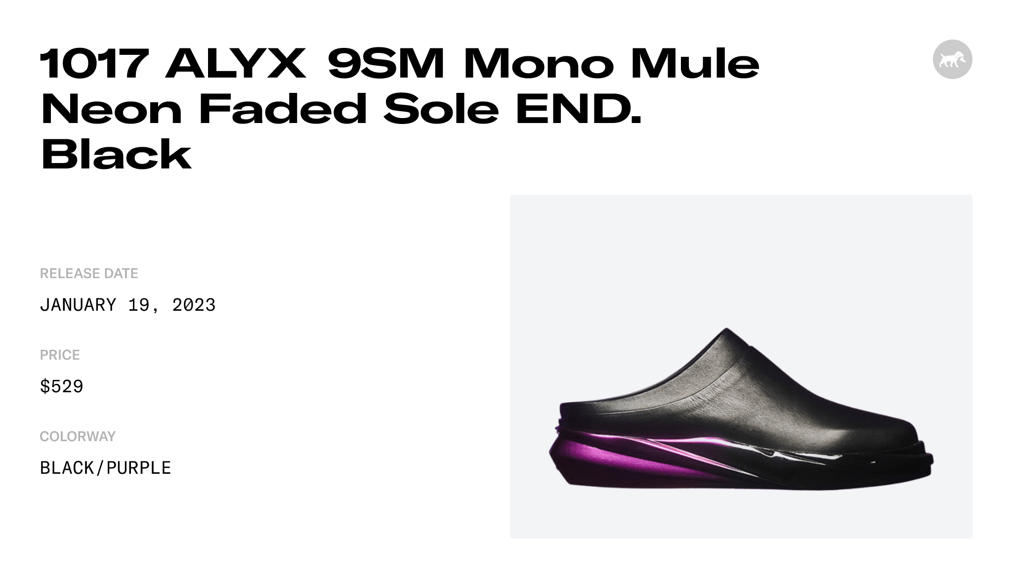 1017 ALYX 9SM Mono Mule Neon Faded Sole END. Black - AXUMU0012LE01-MTY0001