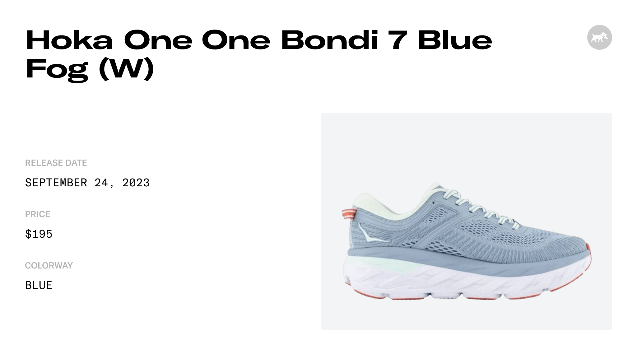 Hoka One One Bondi 7 Blue Fog (W) - 1110519-BFBG Raffles & Where to Buy