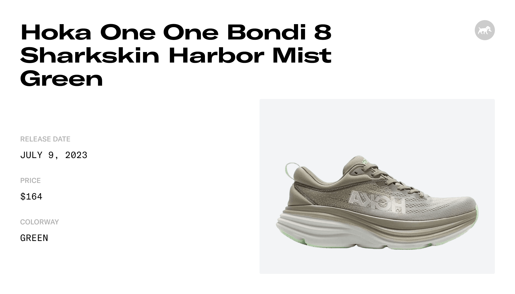 Hoka One One Bondi 8 Sharkskin Harbor Mist Green - 1123202-OHMR