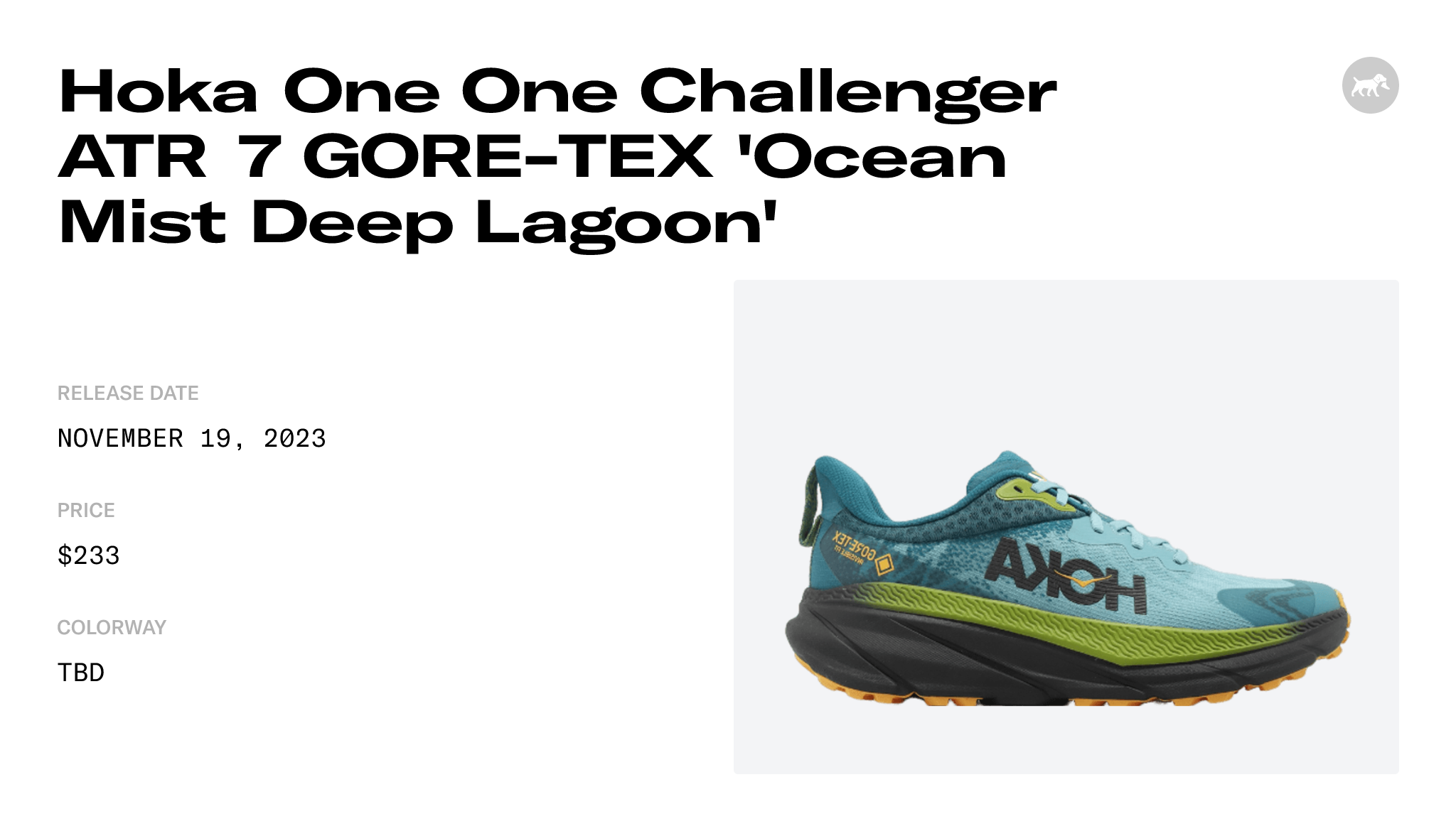 Hoka One One Challenger ATR 7 GORE-TEX 'Ocean Mist Deep Lagoon ...