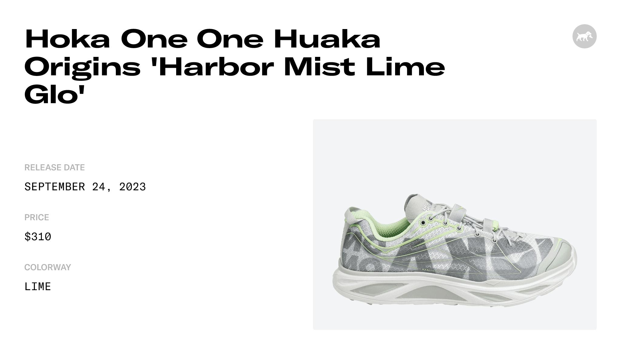 Hoka One One Huaka Origins 'Harbor Mist Lime Glo' - 1134452-HMLG