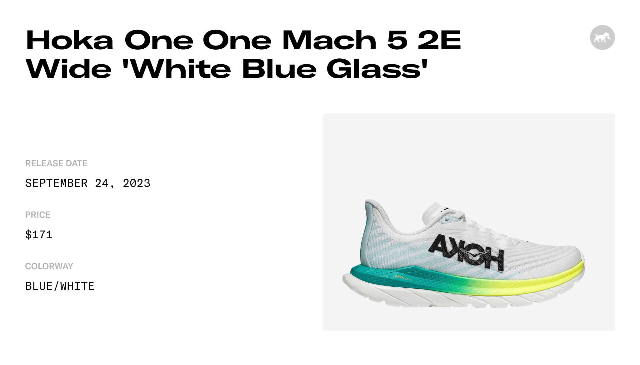 Hoka One One Mach 5 2E Wide 'White Blue Glass' - 1136677-WBGL
