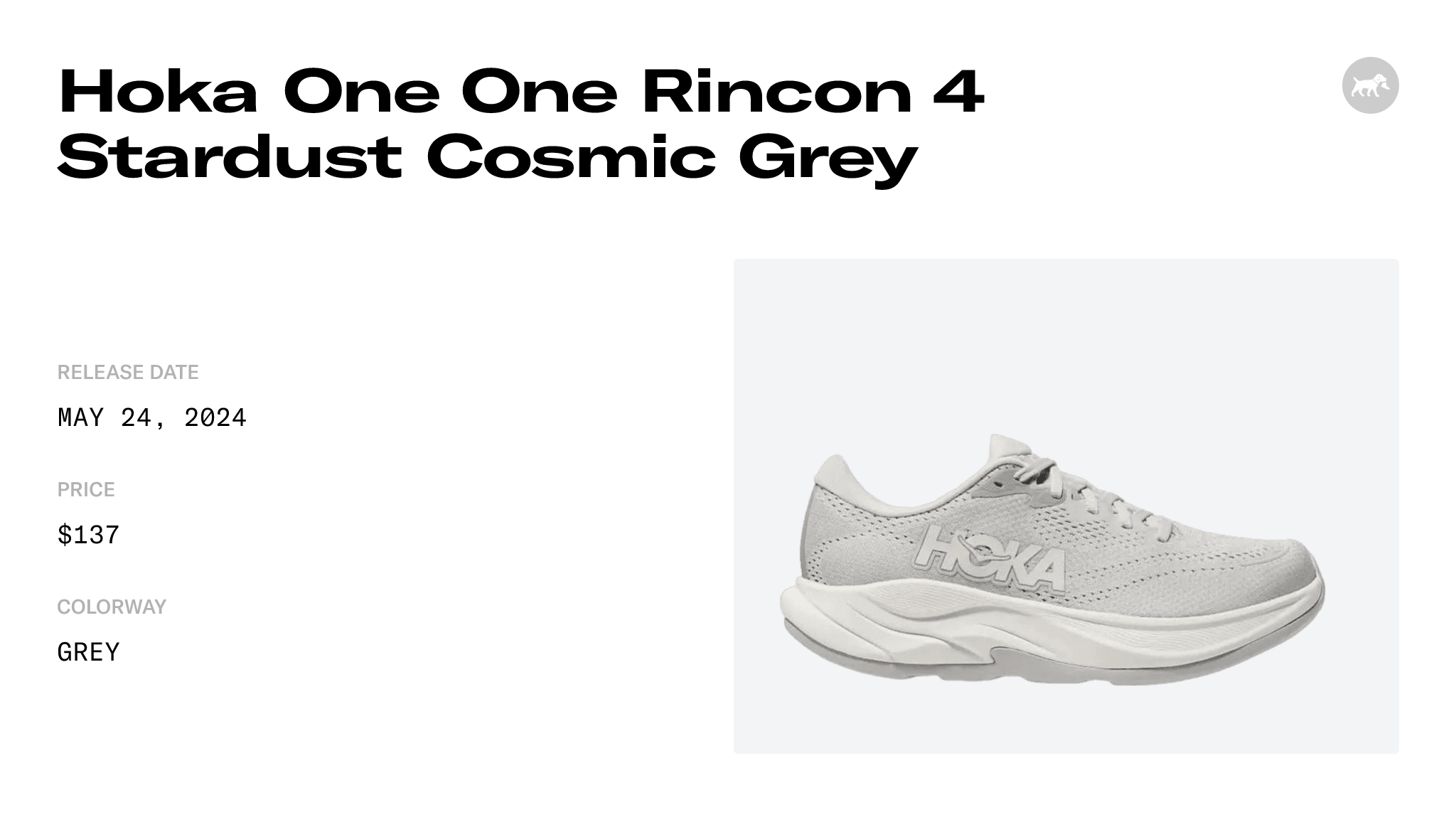 Hoka One One Rincon 4 Stardust Cosmic Grey - 1155130-SSTC