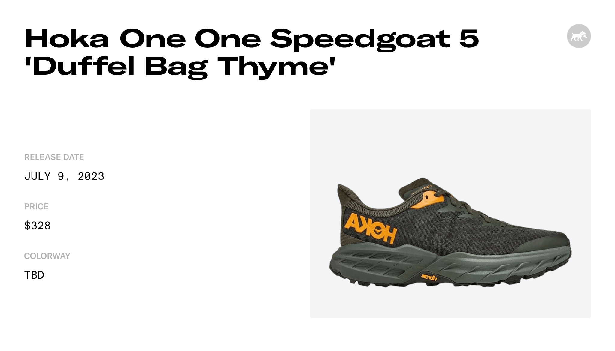 Hoka One One Speedgoat 5 'Duffel Bag Thyme' - 1123157-DBTH