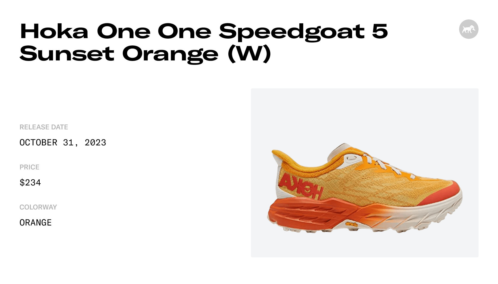 Hoka One One Speedgoat 5 Sunset Orange (W) - 1123161-RYEG
