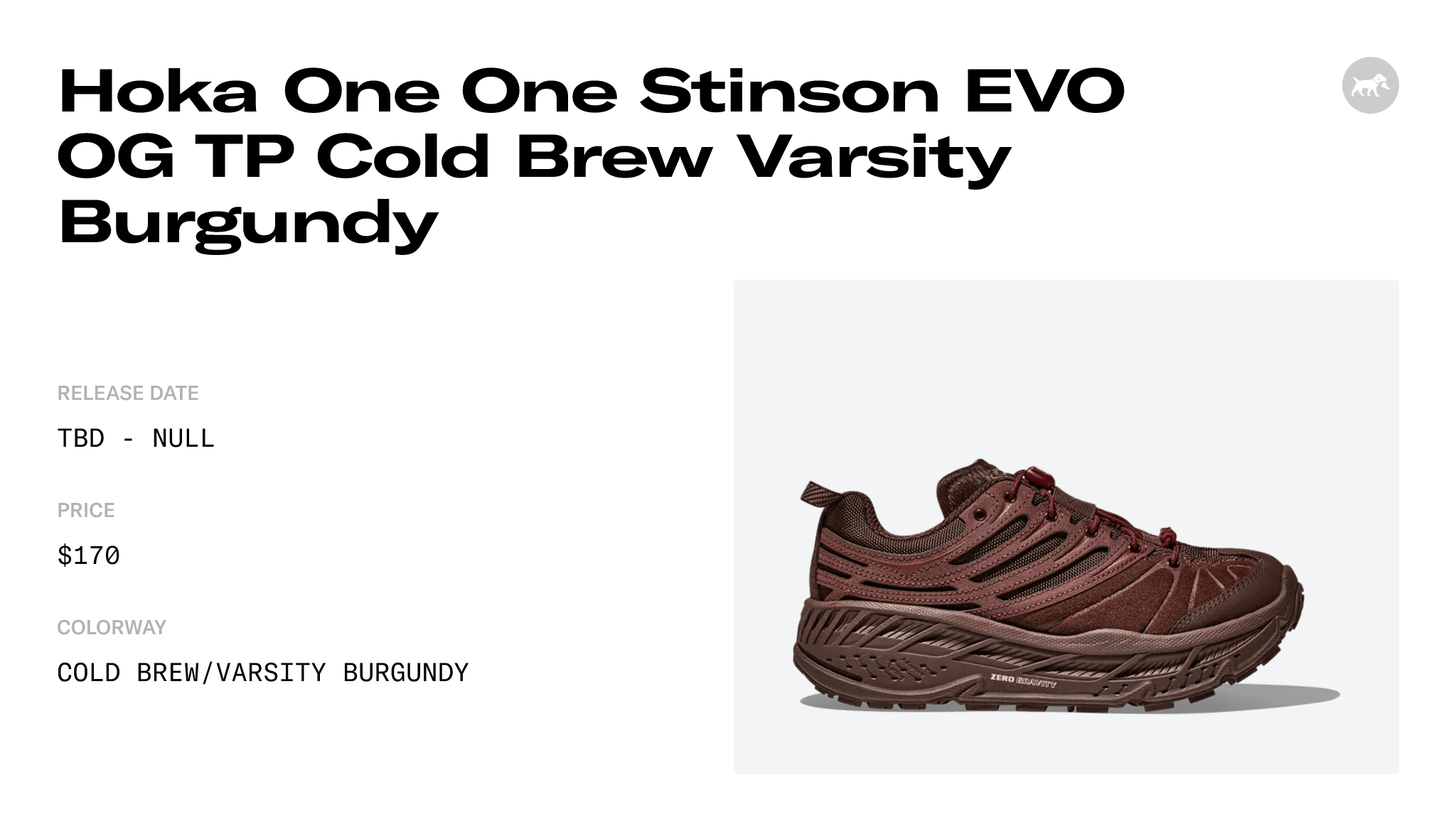 Hoka One One Stinson EVO OG TP Cold Brew Varsity Burgundy - 1166450-CWV ...