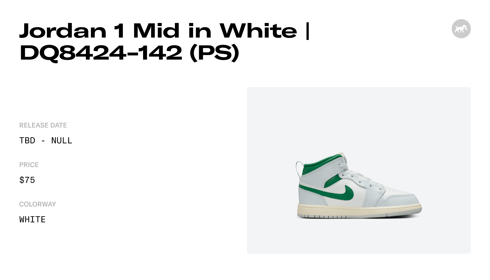 Jordan 1 Mid in White | DQ8424-142 (PS) - DQ8424-142 Release Info