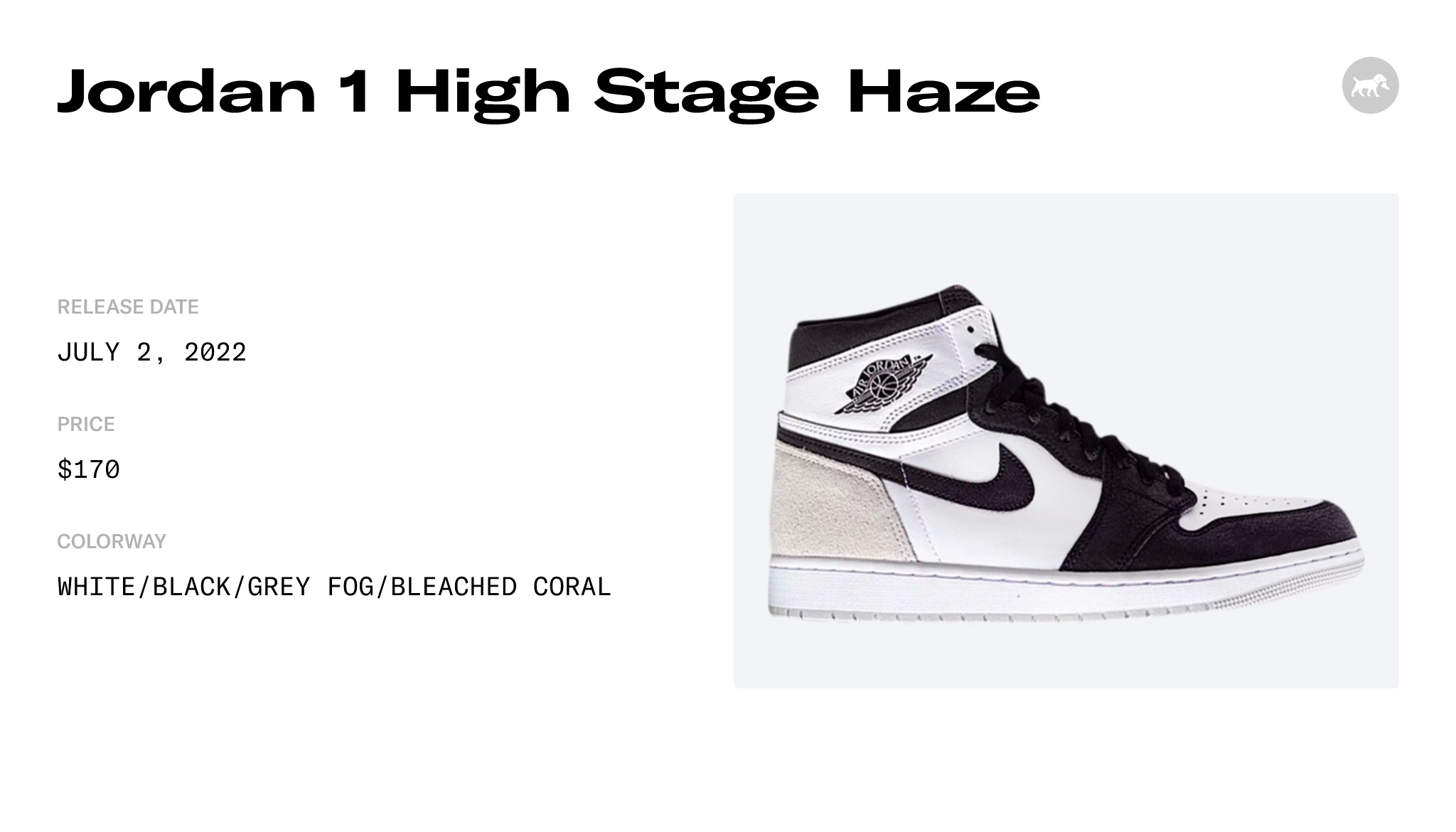 Jordan 1 High Stage Haze - 555088-108 Raffles & Where to Buy