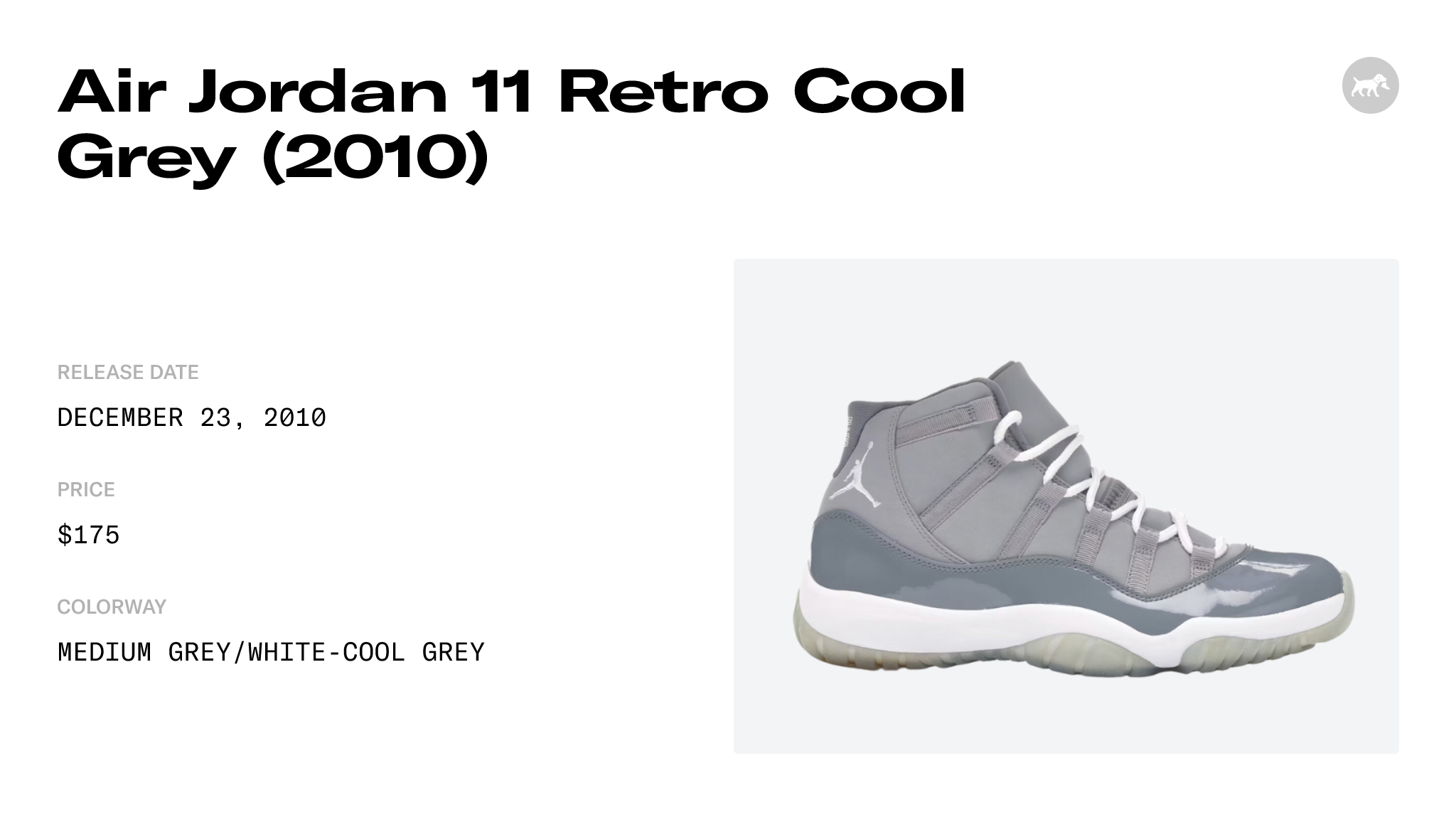 Air Jordan 11 Retro Cool Grey (2010) - 378037-001 Raffles & Where to Buy